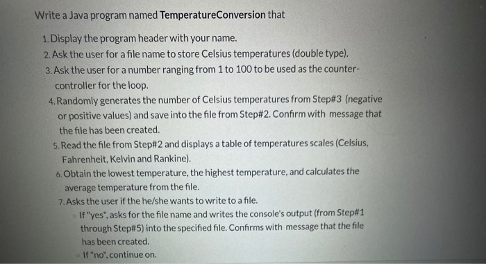 Solved Write a Java program named Temperature Conversion | Chegg.com