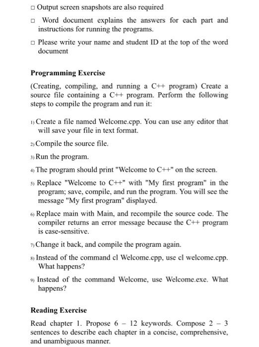 Solved Output screen snapshots are also required Word | Chegg.com