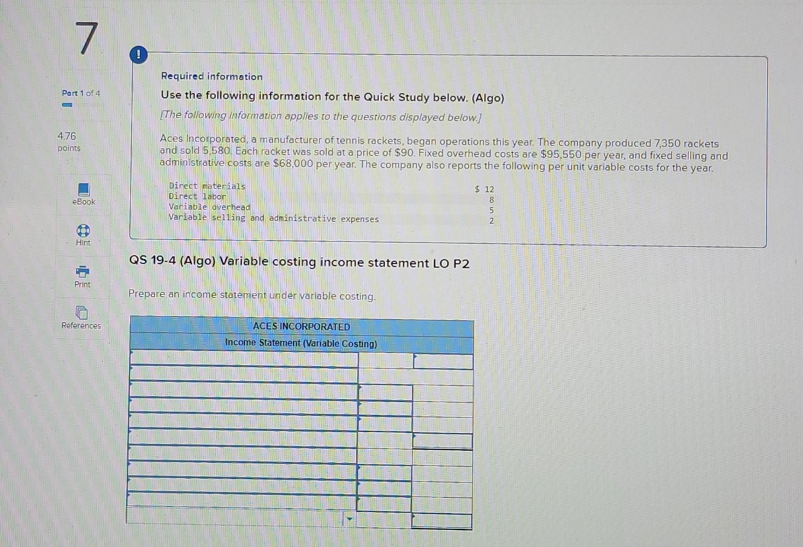 Solved 7 ! Part 1 of 4 Required information Use the | Chegg.com