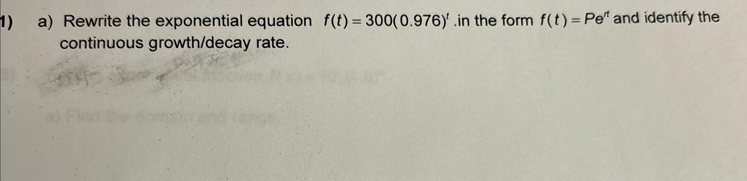 Solved a) ﻿Rewrite the exponential equation | Chegg.com