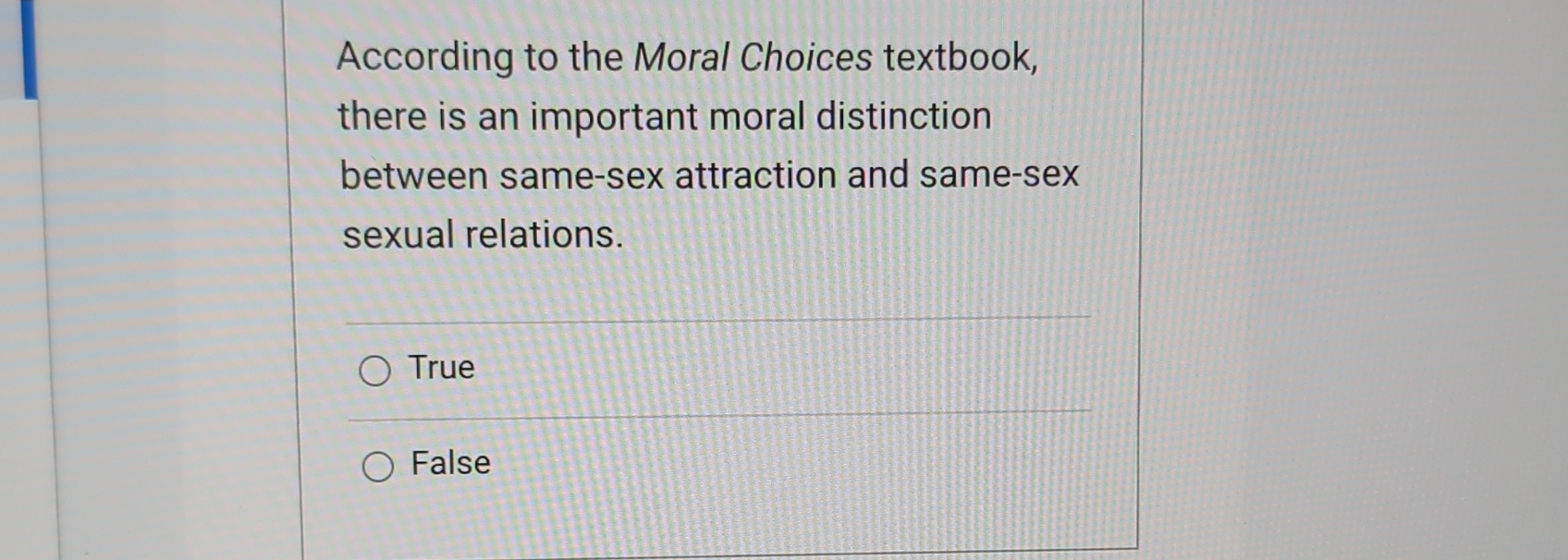 Solved According To The Moral Choices Textbook There Is An