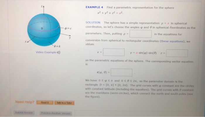 Solved EXAMPLE 4 Find a parametric representation for the | Chegg.com