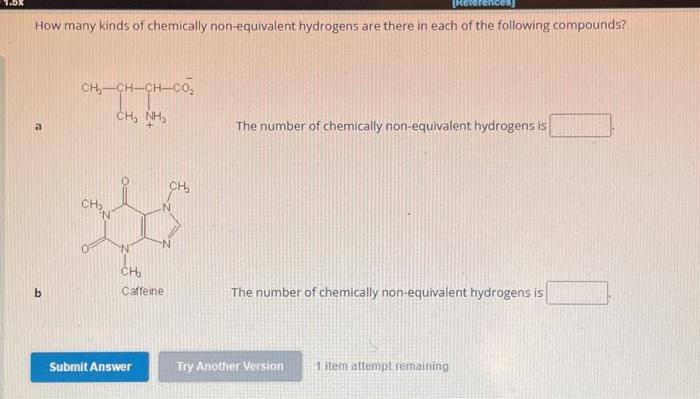 Solved How many kinds of chemically non-equivalent hydrogens | Chegg.com