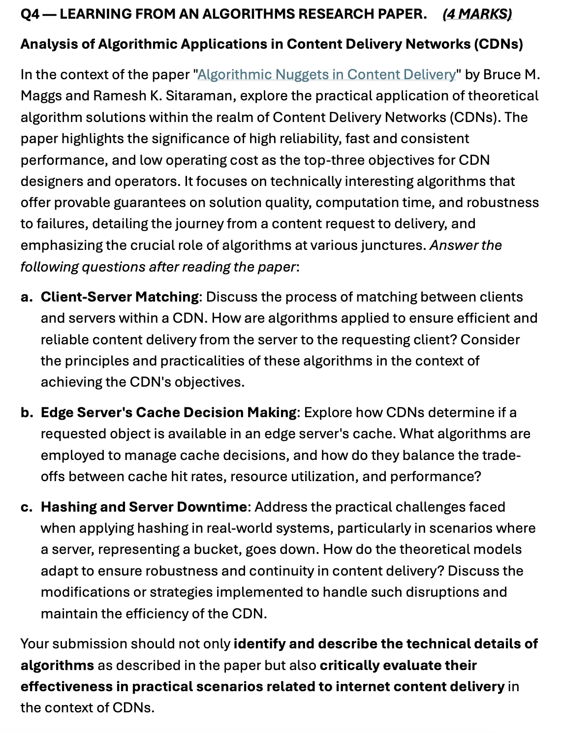 Solved Q4 — ﻿LEARNING FROM AN ALGORITHMS RESEARCH PAPER.(4 | Chegg.com