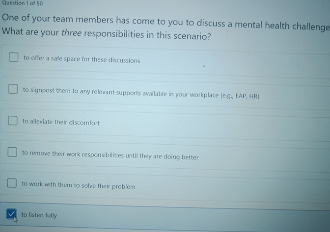 Solved Question 1 ﻿of 50One of your team members has come to | Chegg.com