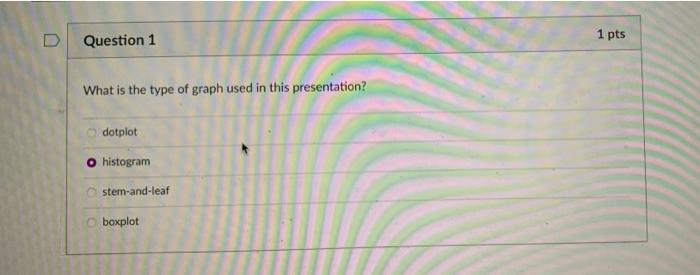 Solved D 1 pts Question 1 What is the type of graph used in | Chegg.com Solved D 1 pts Question 1 What is the type of graph used in | Chegg.com