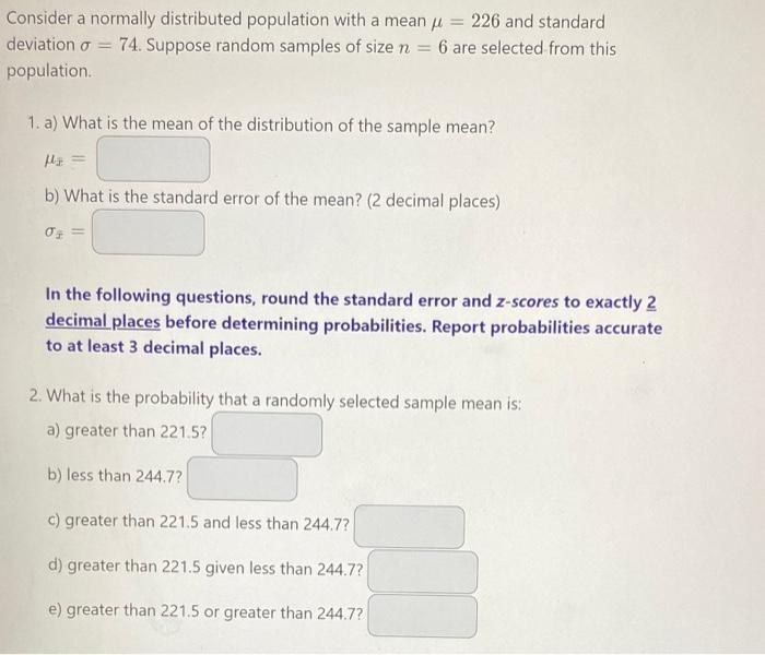 Solved Consider a normally distributed population with a | Chegg.com