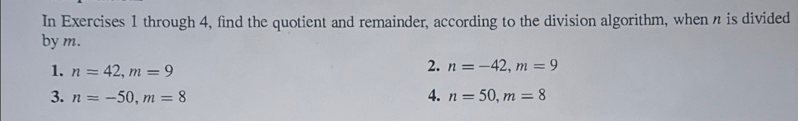 Solved In Exercises 1 ﻿through 4, ﻿find the quotient and | Chegg.com