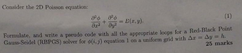 Solved Consider the 2D Poisson | Chegg.com
