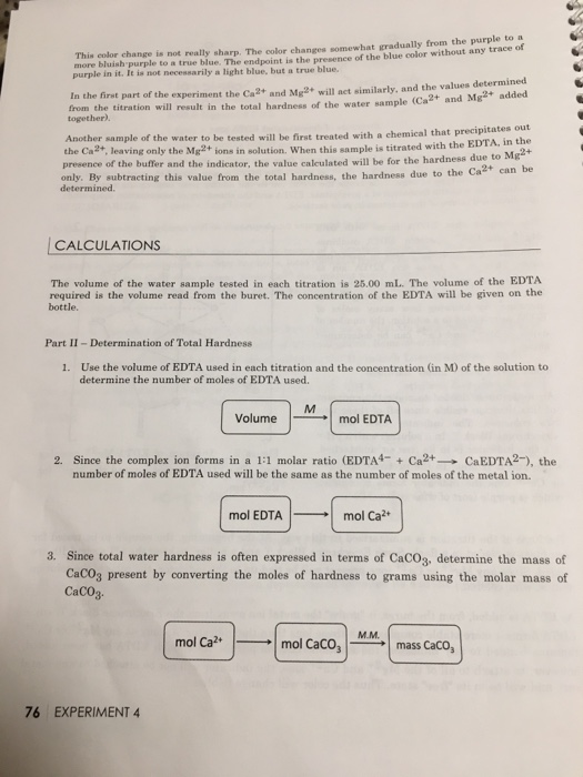 Solved EXPERIMENT 4: DETERMINATION OF WATER HARDNESS DATA | Chegg.com