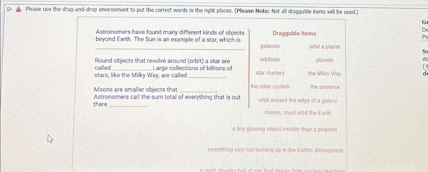 Solved Please use the drag-and-drop environment to put the | Chegg.com