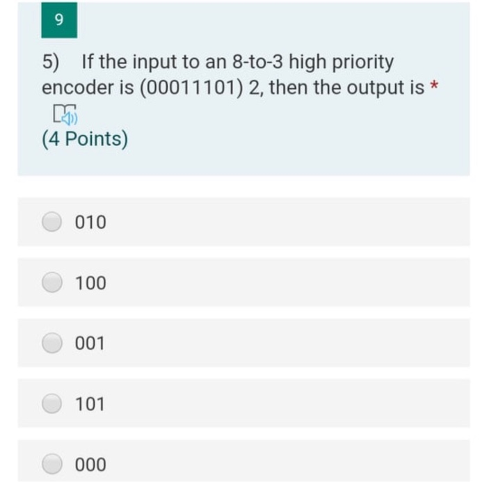 Solved 9 5) If the input to an 8-to-3 high priority encoder | Chegg.com