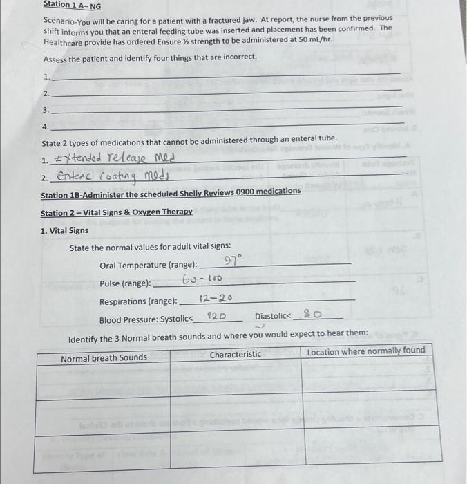 Solved Station 1 A-NG Scenario-You will be caring for a | Chegg.com