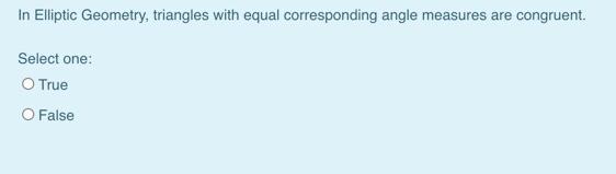 Solved In Elliptic Geometry, triangles with equal | Chegg.com
