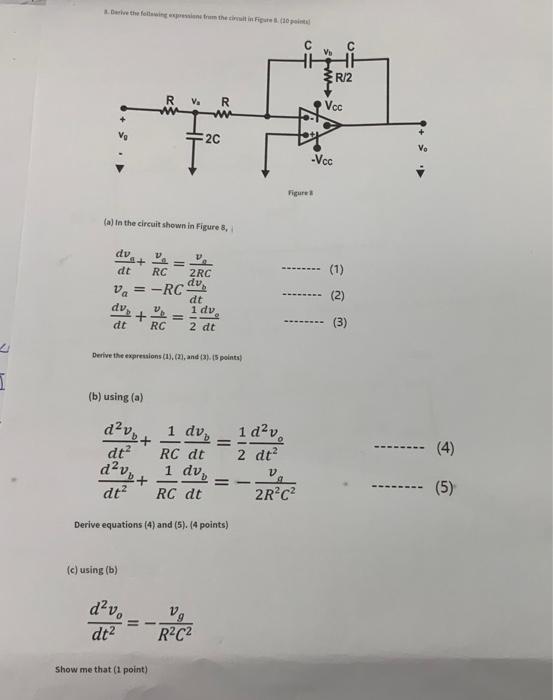 Solved 1 2+ + RW 2C (a) In the circuit shown in Figure 8, i | Chegg.com