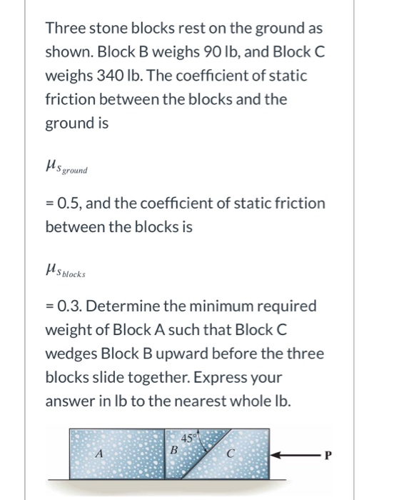 Solved Three stone blocks rest on the ground as shown. Block | Chegg.com
