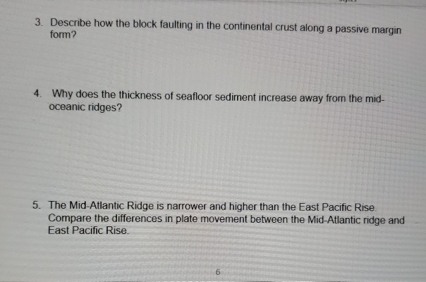 Solved 3. Describe how the block faulting in the continental | Chegg.com