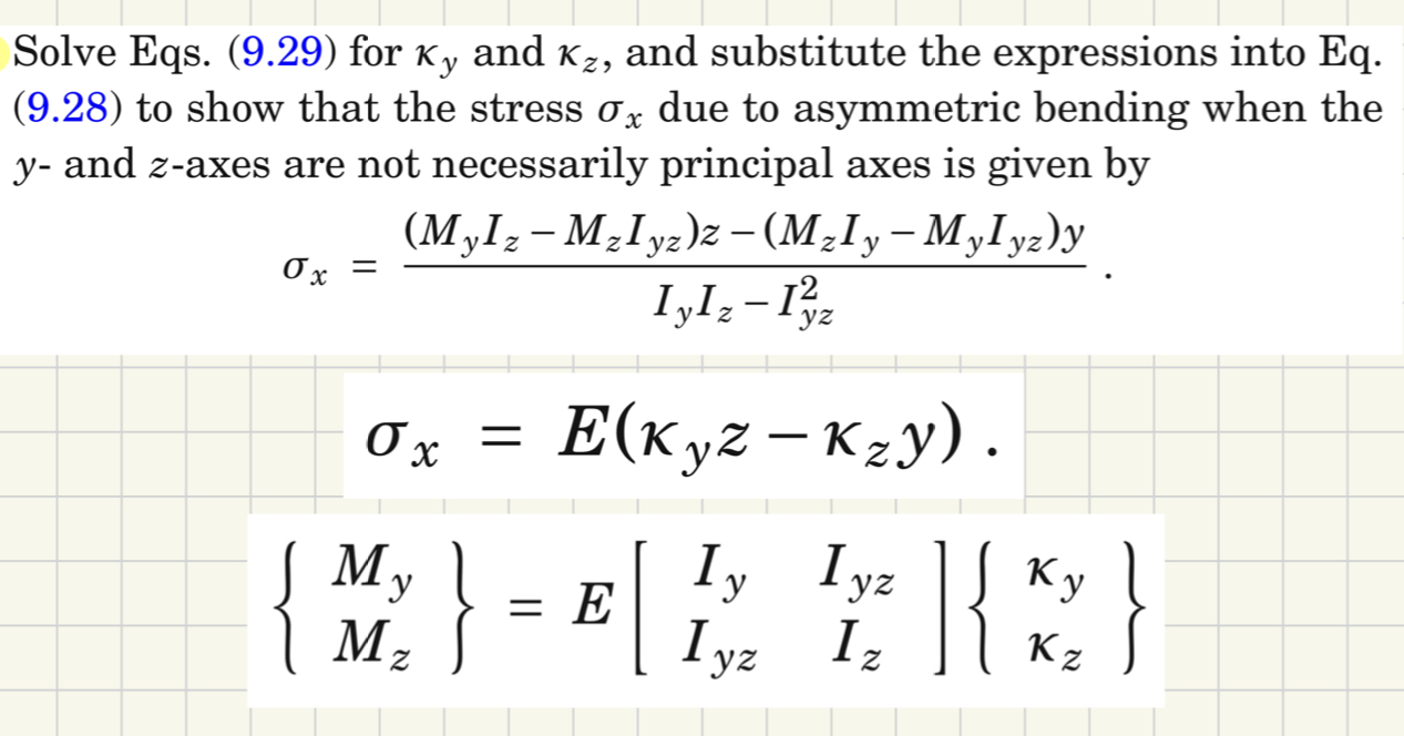 Solved Solve Eqs. (9.29) ﻿for κy ﻿and κz, ﻿and substitute | Chegg.com