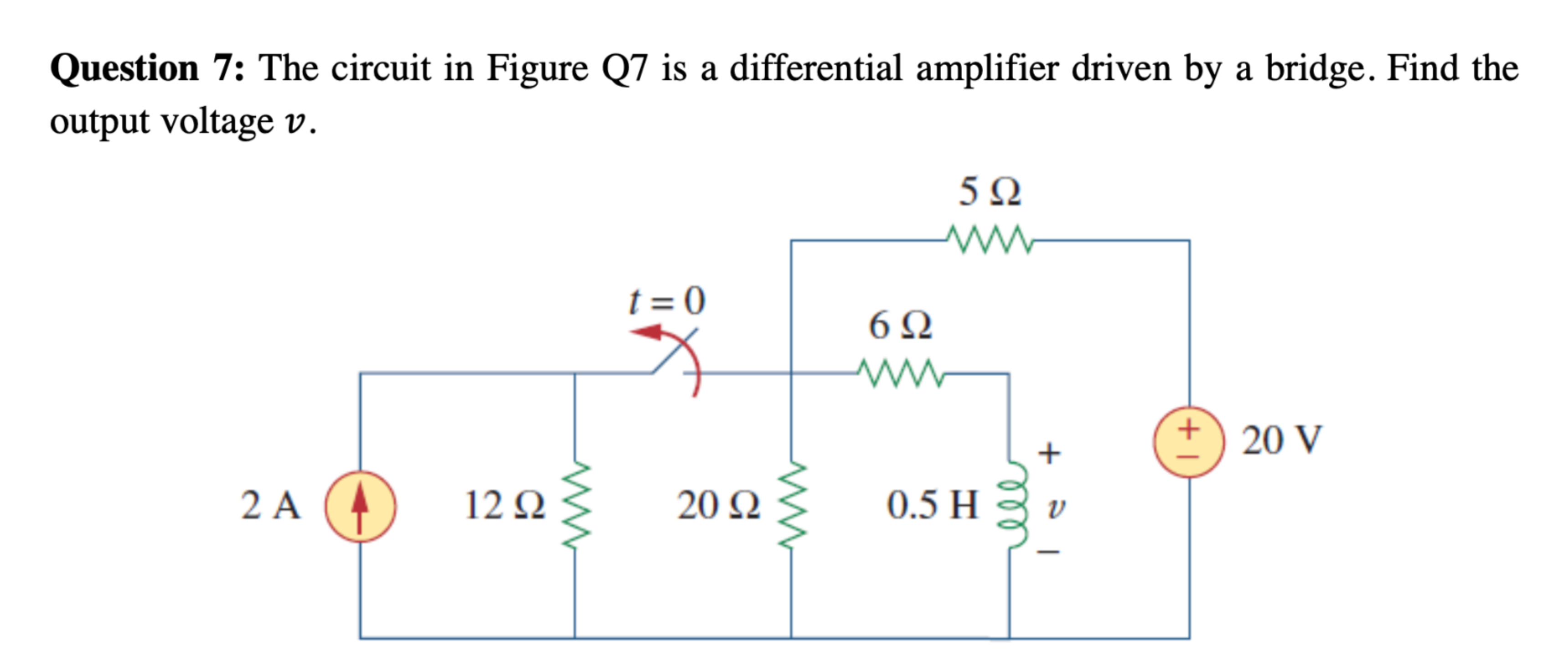 Solved The circuit in Figure Q7 ﻿is a differential amplifier | Chegg.com