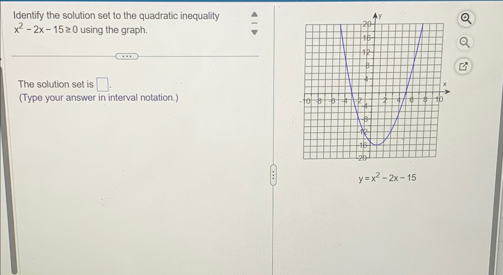 Solved Identify the solution set to the quadratic inequality | Chegg.com