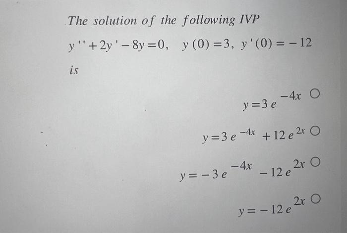 Solved The solution of the following IVP | Chegg.com