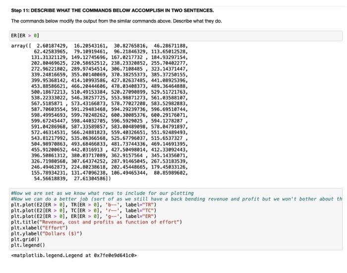 Solved Step 11: DESCRIBE WHAT THE COMMANDS BELOW ACCOMPLISH | Chegg.com