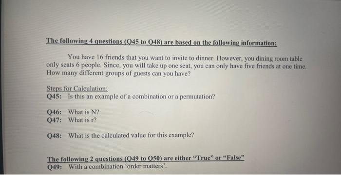 Solved The following 4 questions ( (Q45 to Q48 ) are based | Chegg.com