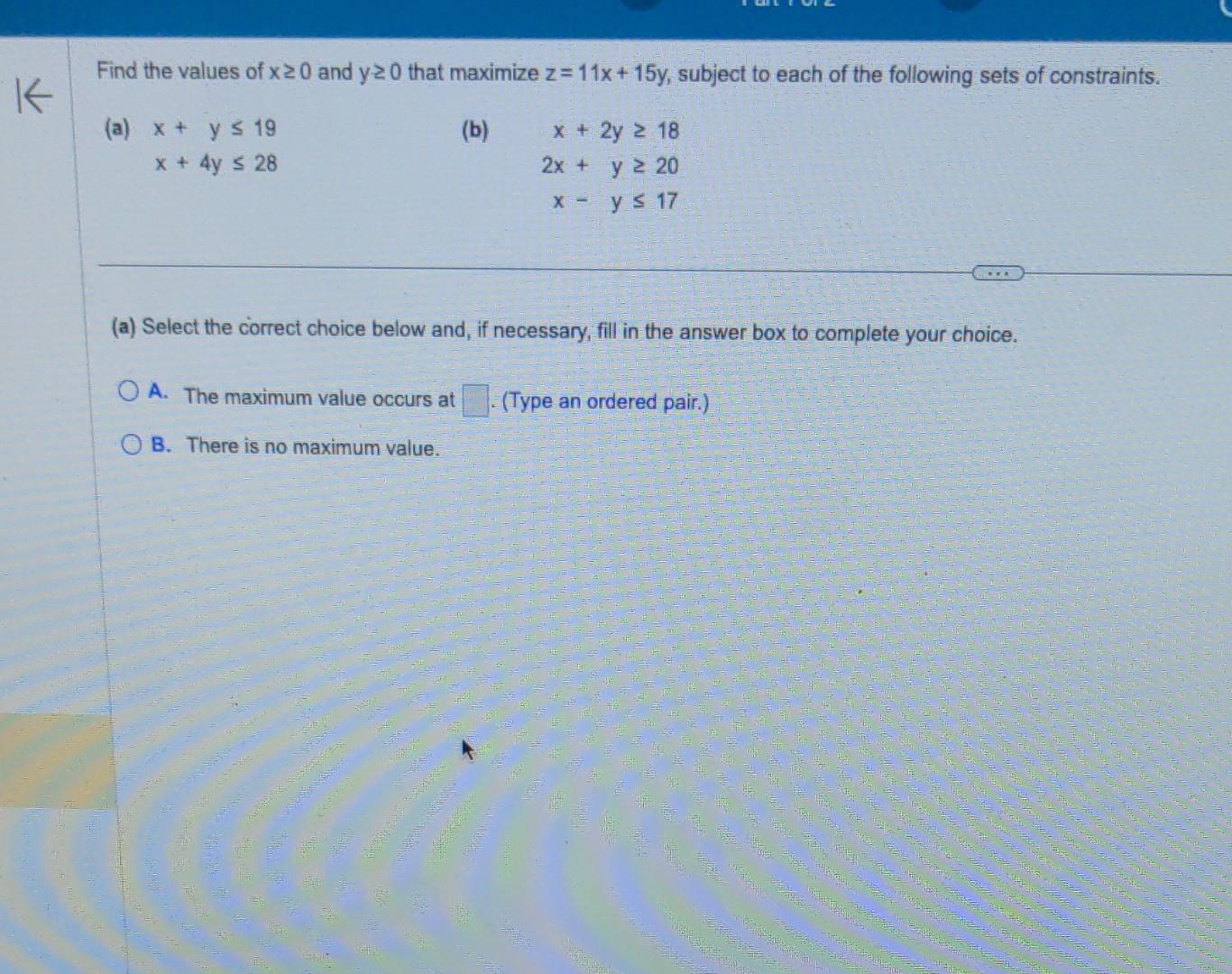 Solved Find the values of x≥0 and y≥0 that maximize | Chegg.com