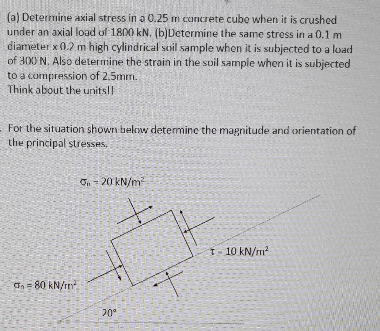 Solved (a) Determine axial stress in a 0.25 m concrete cube | Chegg.com