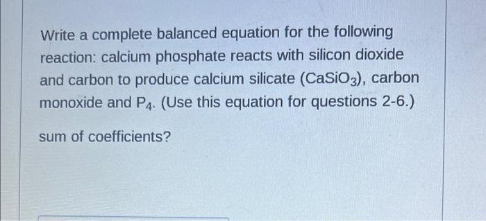 Solved Write a complete balanced equation for the following | Chegg.com