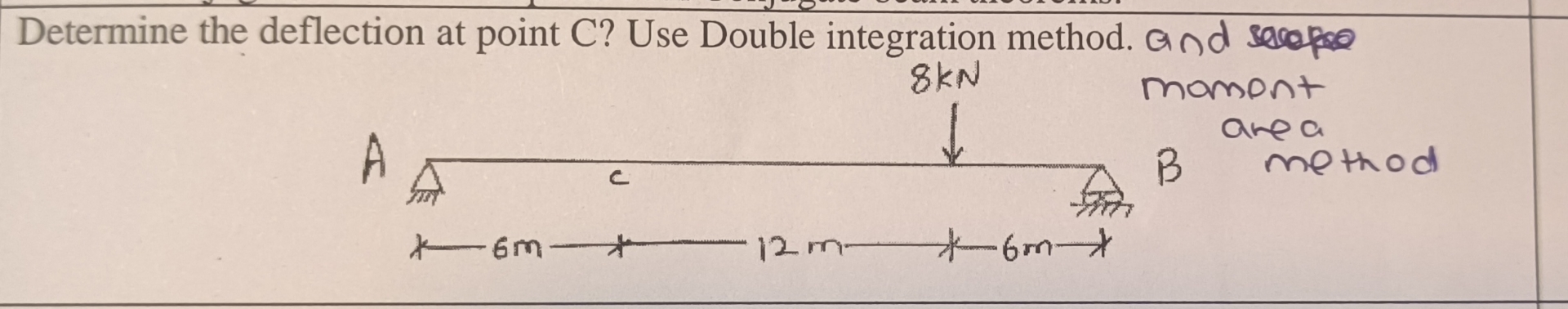 [Solved]: Determine the deflection at point C? Use Double in