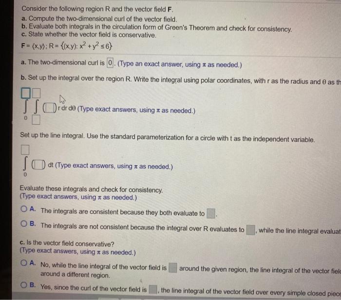 Solved Consider the following region and the vector field F. | Chegg.com