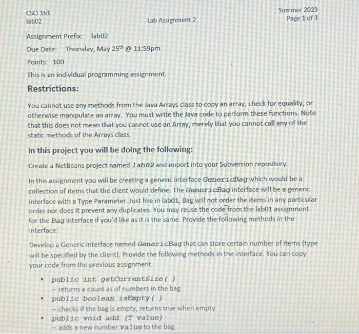 Solved cscl161 Summer 2023 labO2 Lab Assignment 2 Page 1 of | Chegg.com