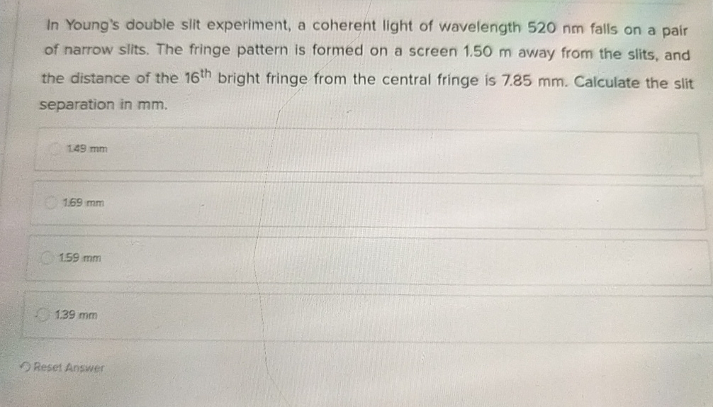 Solved In Young's double slit experiment, a coherent light | Chegg.com
