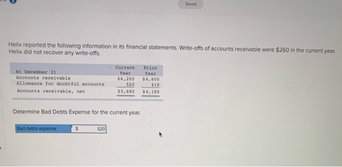 Solved Saved Helix reported the following information in its | Chegg.com