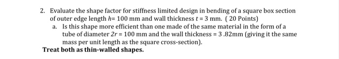Solved 2. Evaluate the shape factor for stiffness limited | Chegg.com