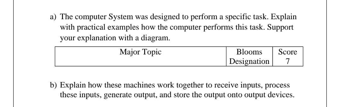 Solved a) The computer System was designed to perform a | Chegg.com