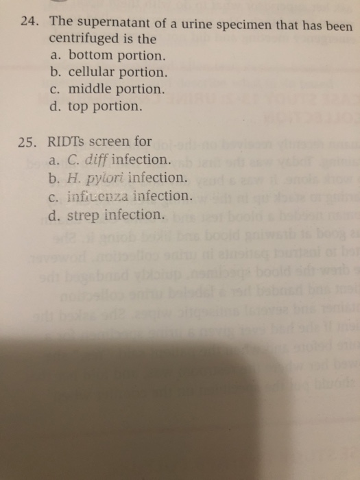 Solved 24. The supernatant of a urine specimen that has been | Chegg.com