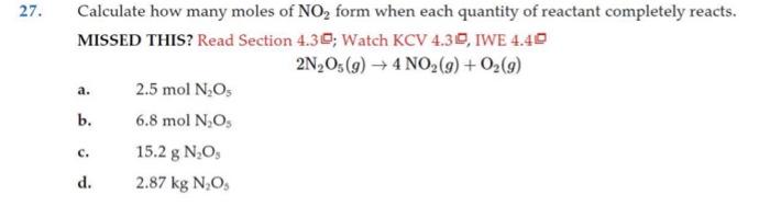Solved 27. Calculate how many moles of NO2 form when each | Chegg.com