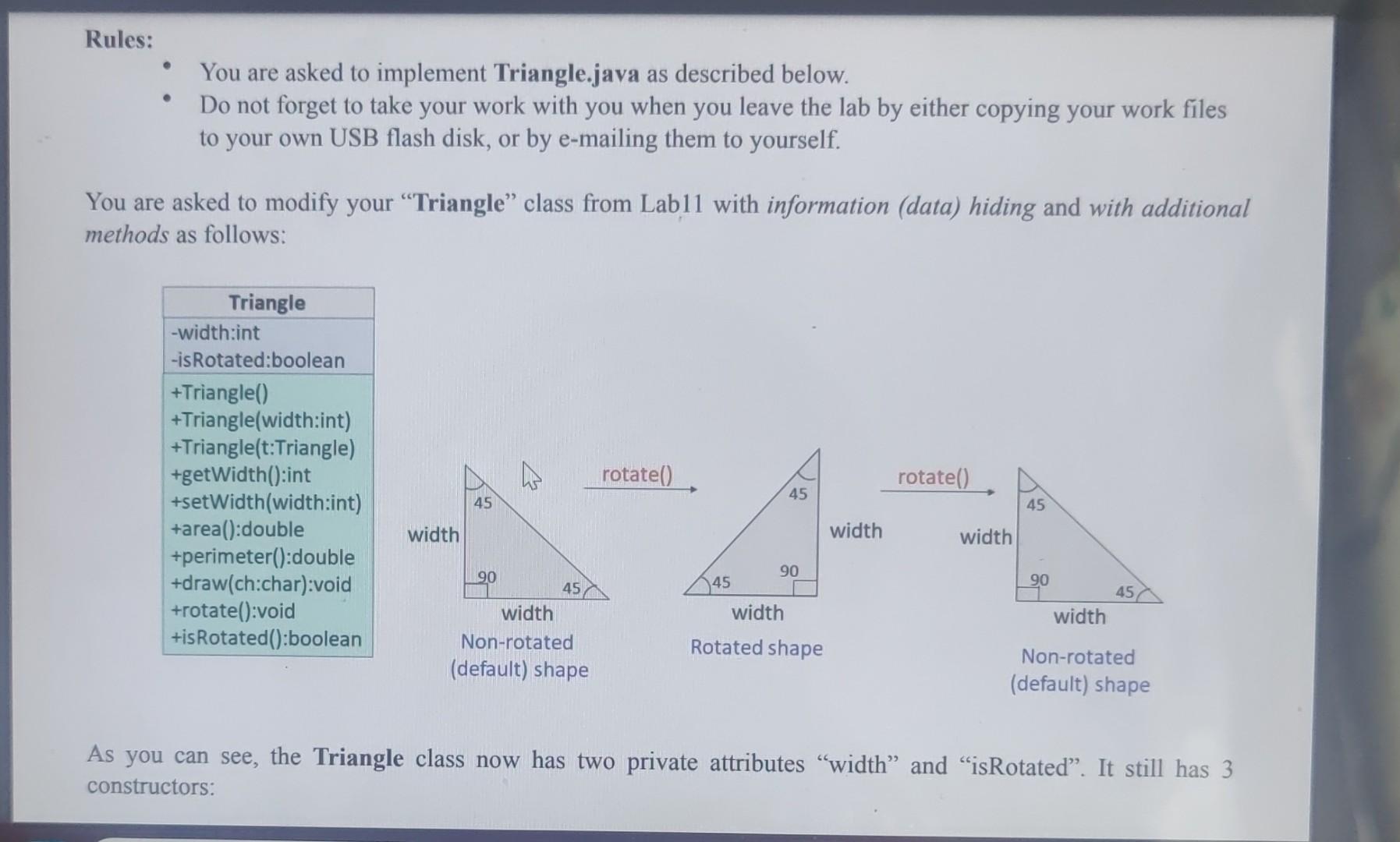 Solved Rules: - You are asked to implement Triangle.java as | Chegg.com