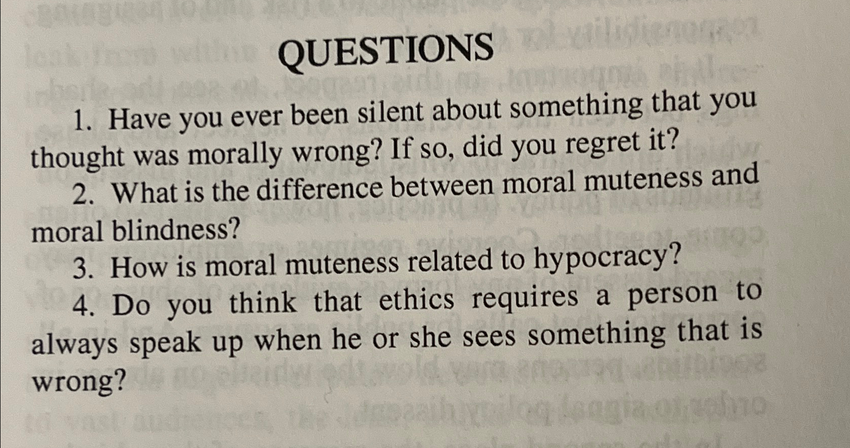 Solved QUESTIONSHave you ever been silent about something | Chegg.com