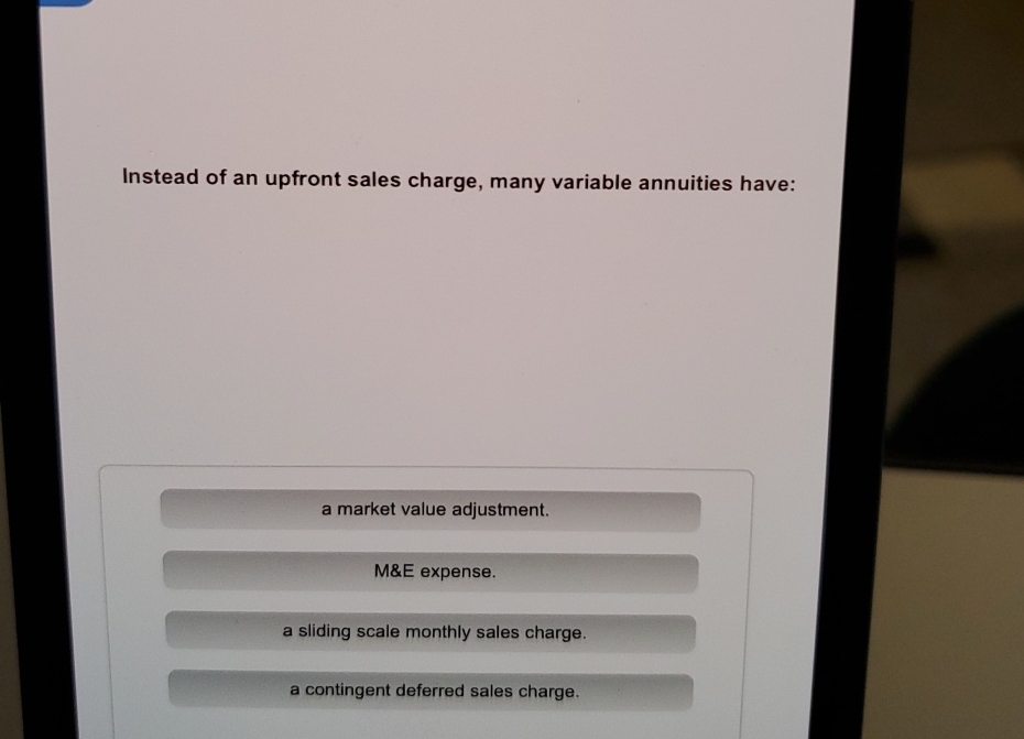 Solved Instead of an upfront sales charge, many variable | Chegg.com