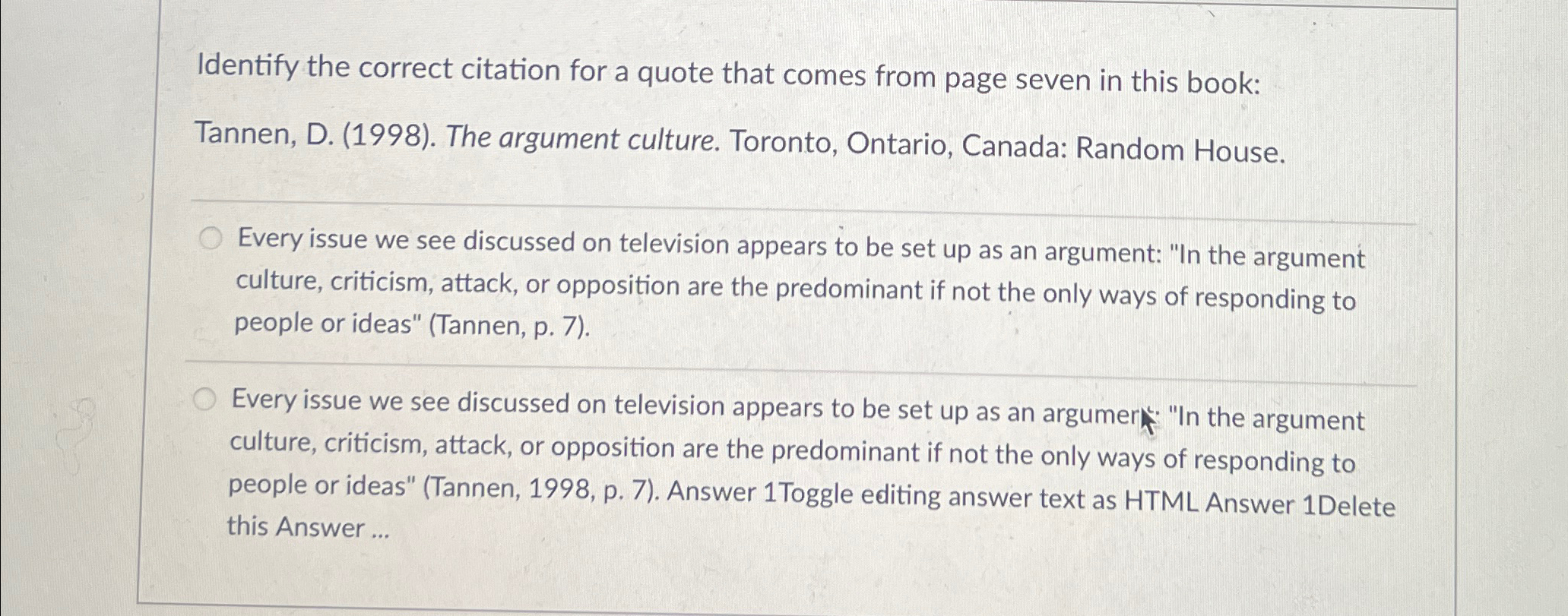 Solved Identify the correct citation for a quote that comes | Chegg.com