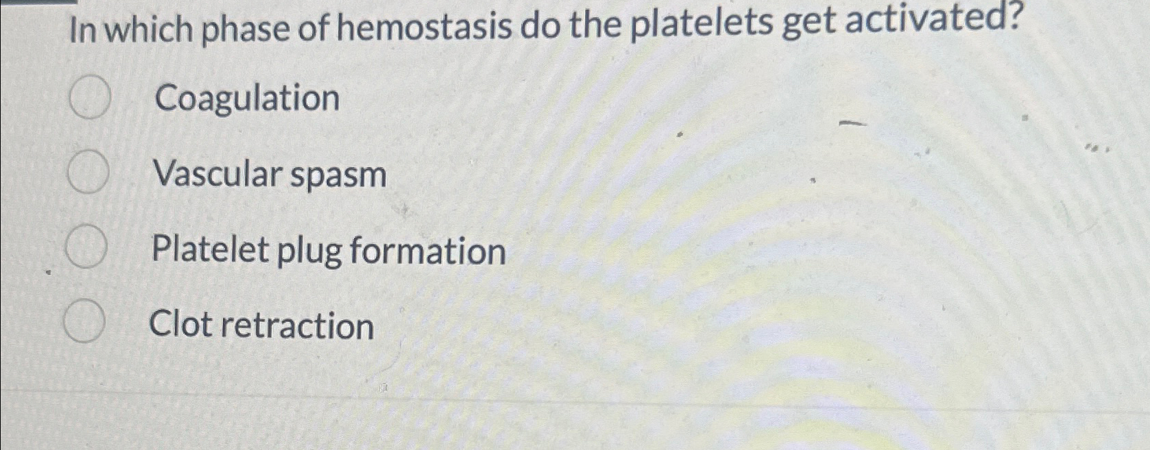 Solved In which phase of hemostasis do the platelets get | Chegg.com