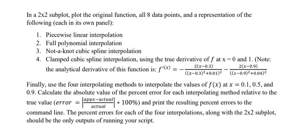 Solved 4_2 (6 pts) Perform steps in a script file hw4_2.m; | Chegg.com