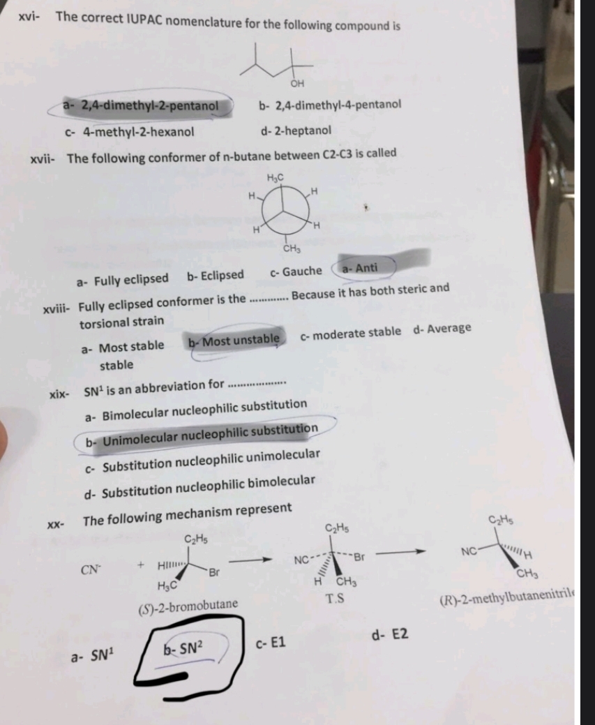 Solved xvi- ﻿The correct IUPAC nomenclature for the | Chegg.com