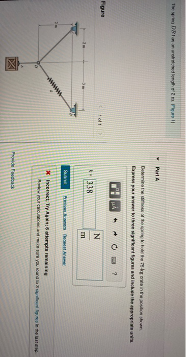 Solved The spring DB has an unstretched length of 2 m. | Chegg.com