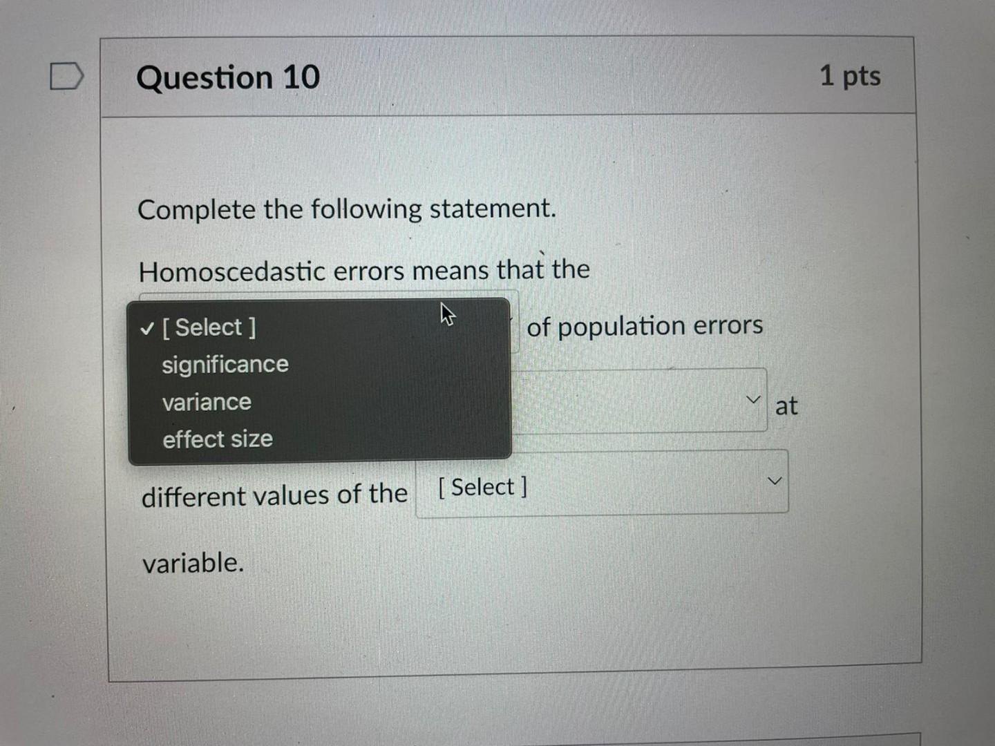 Solved Complete the following statement. Homoscedastic | Chegg.com