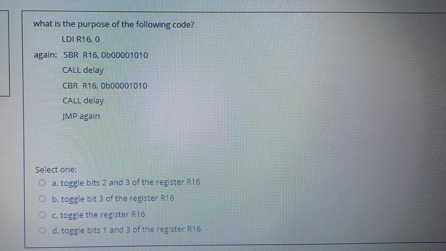 Solved what is the purpose of the following code? LDI R16, 0 | Chegg.com