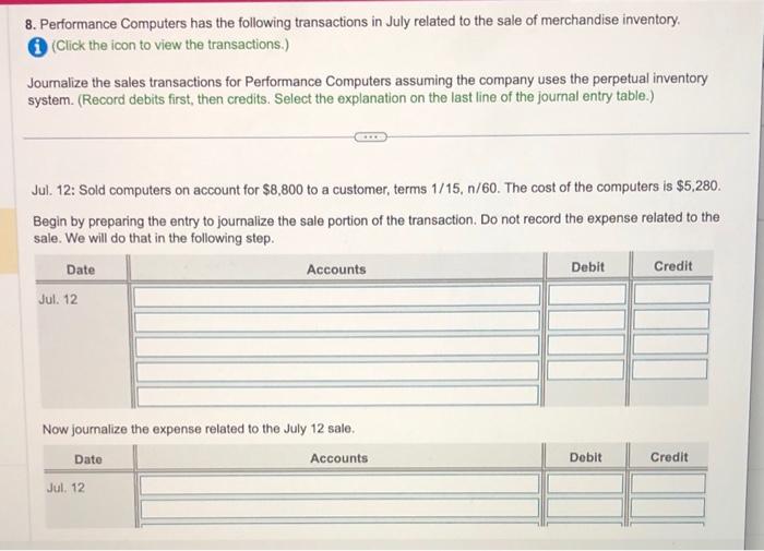 Solved 8. Performance Computers has the following | Chegg.com